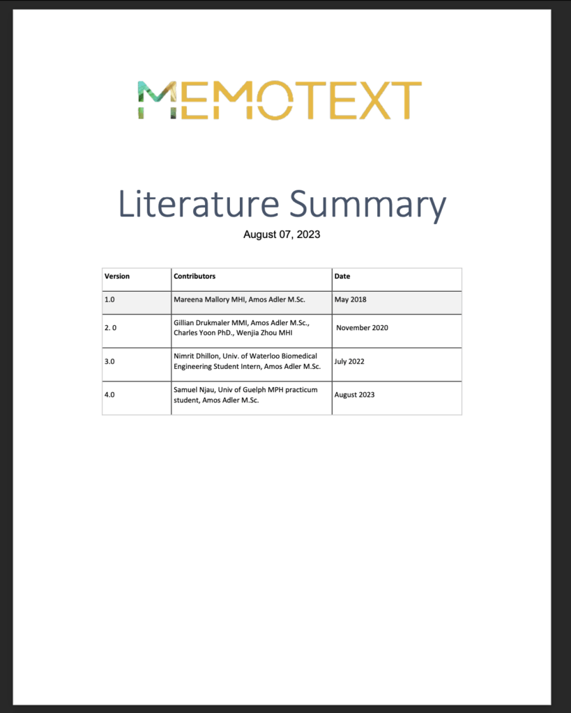 MEMOTEXT Literature Summary Update for 2023 – Memotext